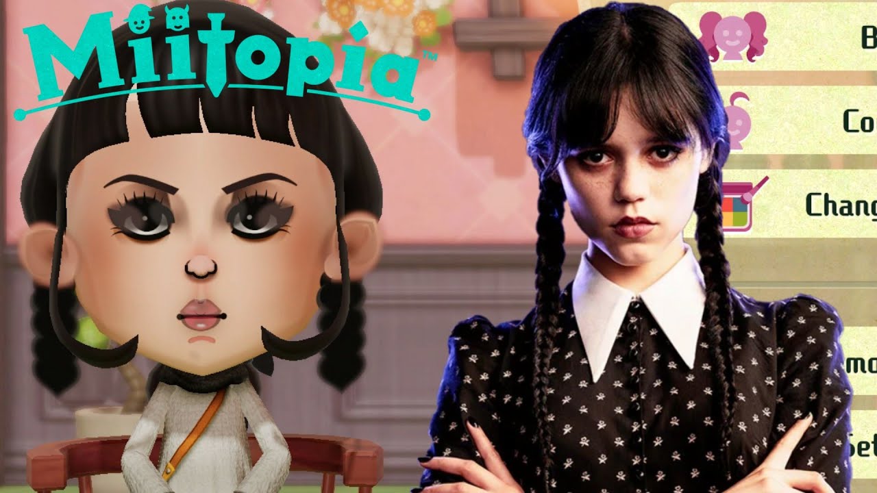 Making a Creepy Wednesday Addams Mii in Miitopia - YouTube