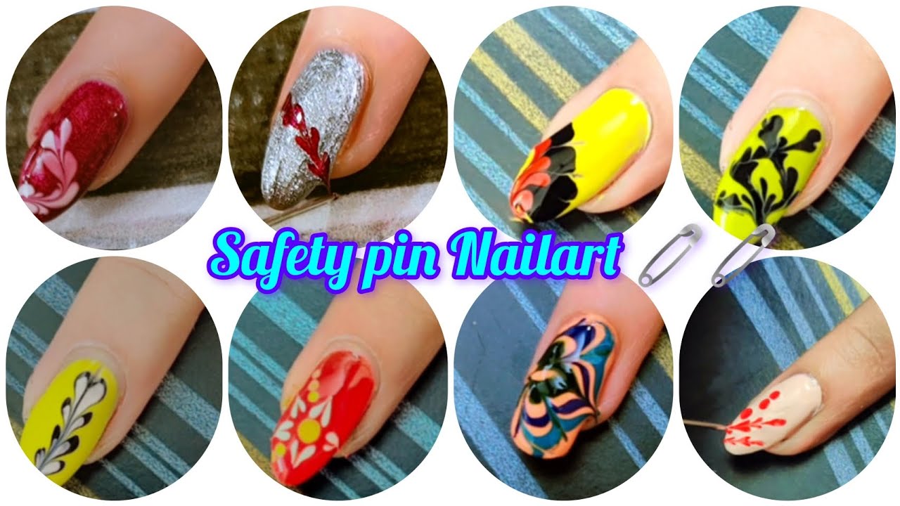Nailart at home 🏡 using safety pin 🧷💞😍||easy nailart|| - YouTube