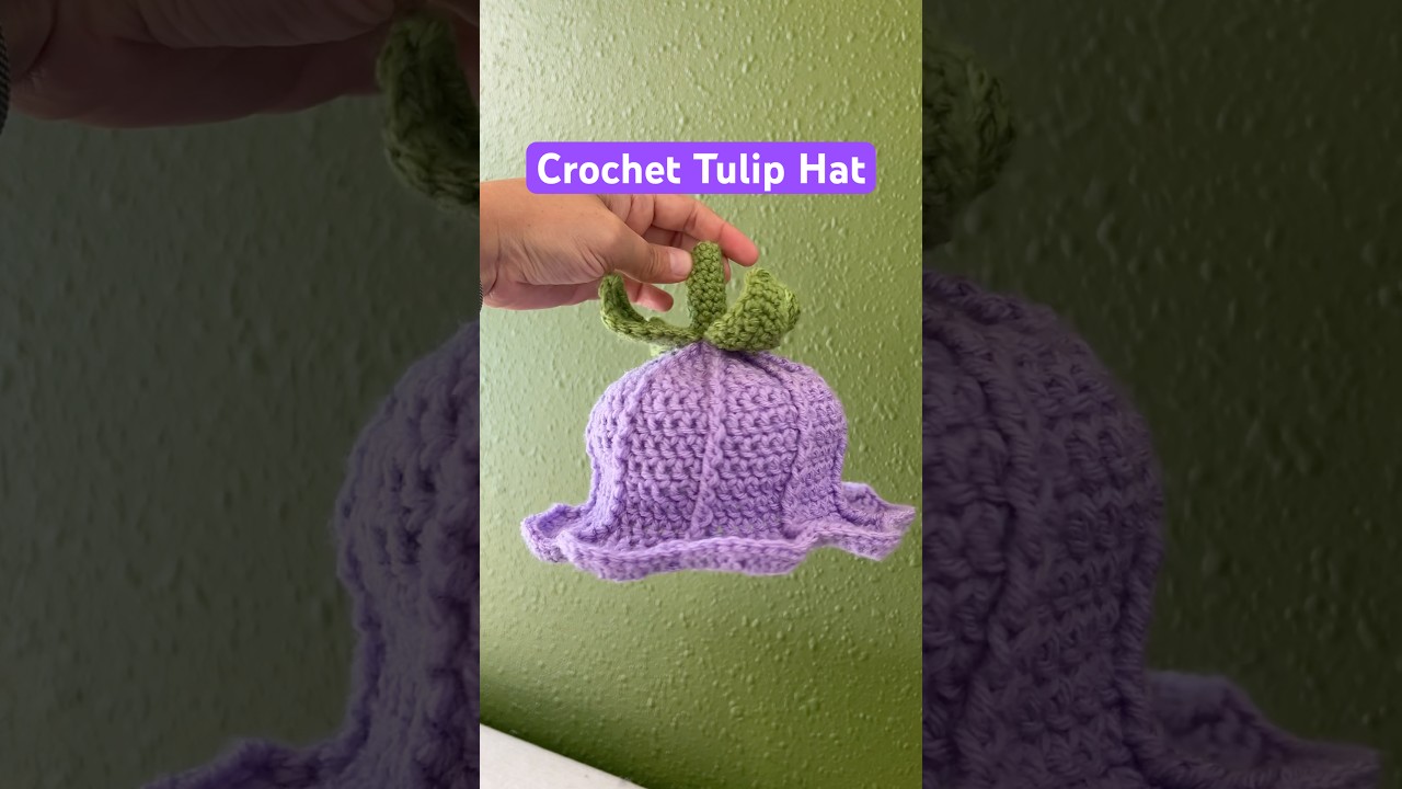 Crochet tulip hat 💜 Pattern by Natgiso on YouTube #crochet #tuliphat # ...