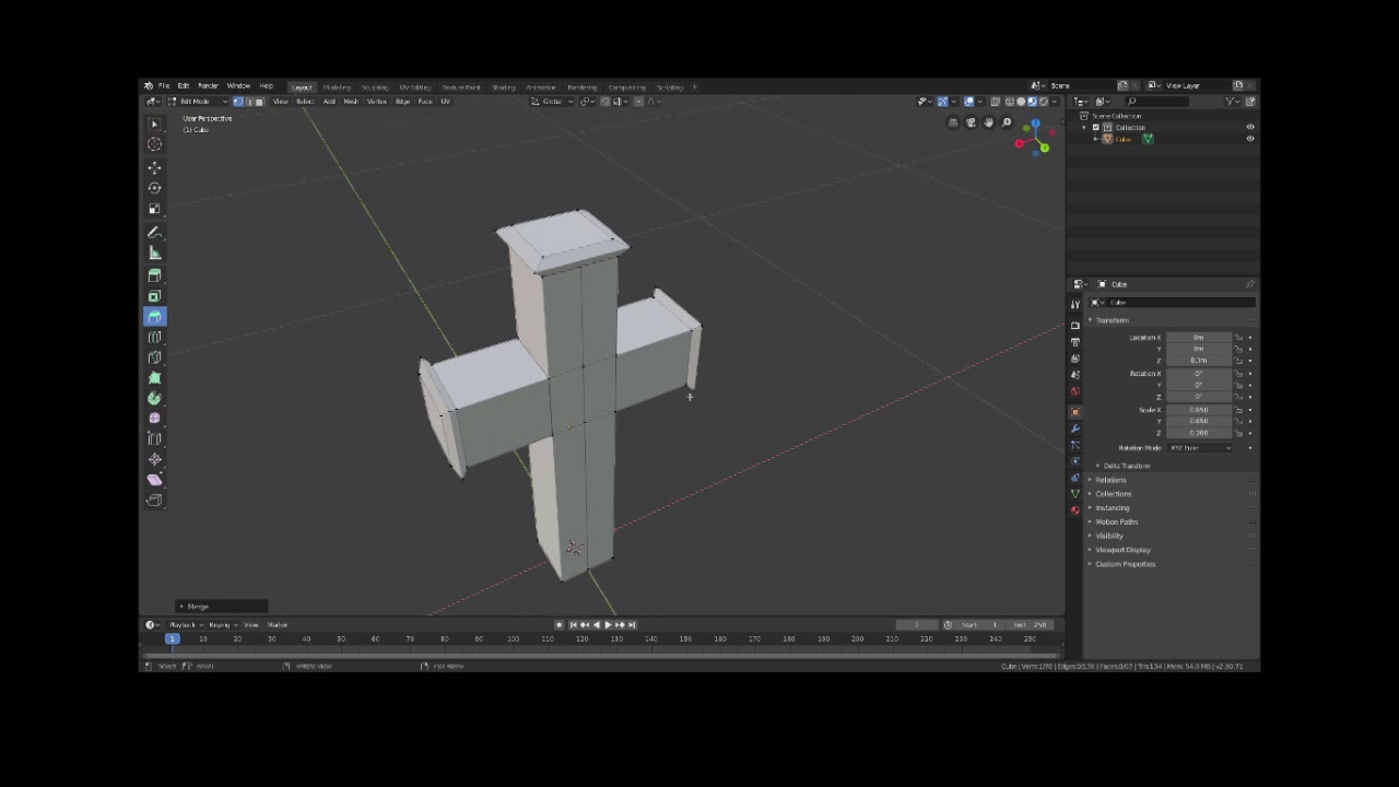 Blender - modelling timelapse (a cross) - YouTube
