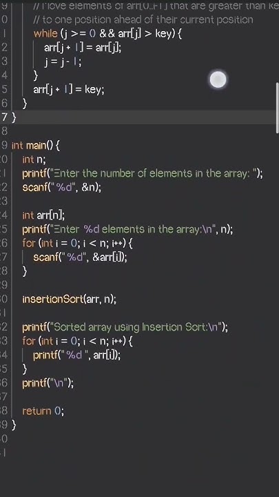 A code of Insertion sort with c programming #sorting #programming - YouTube