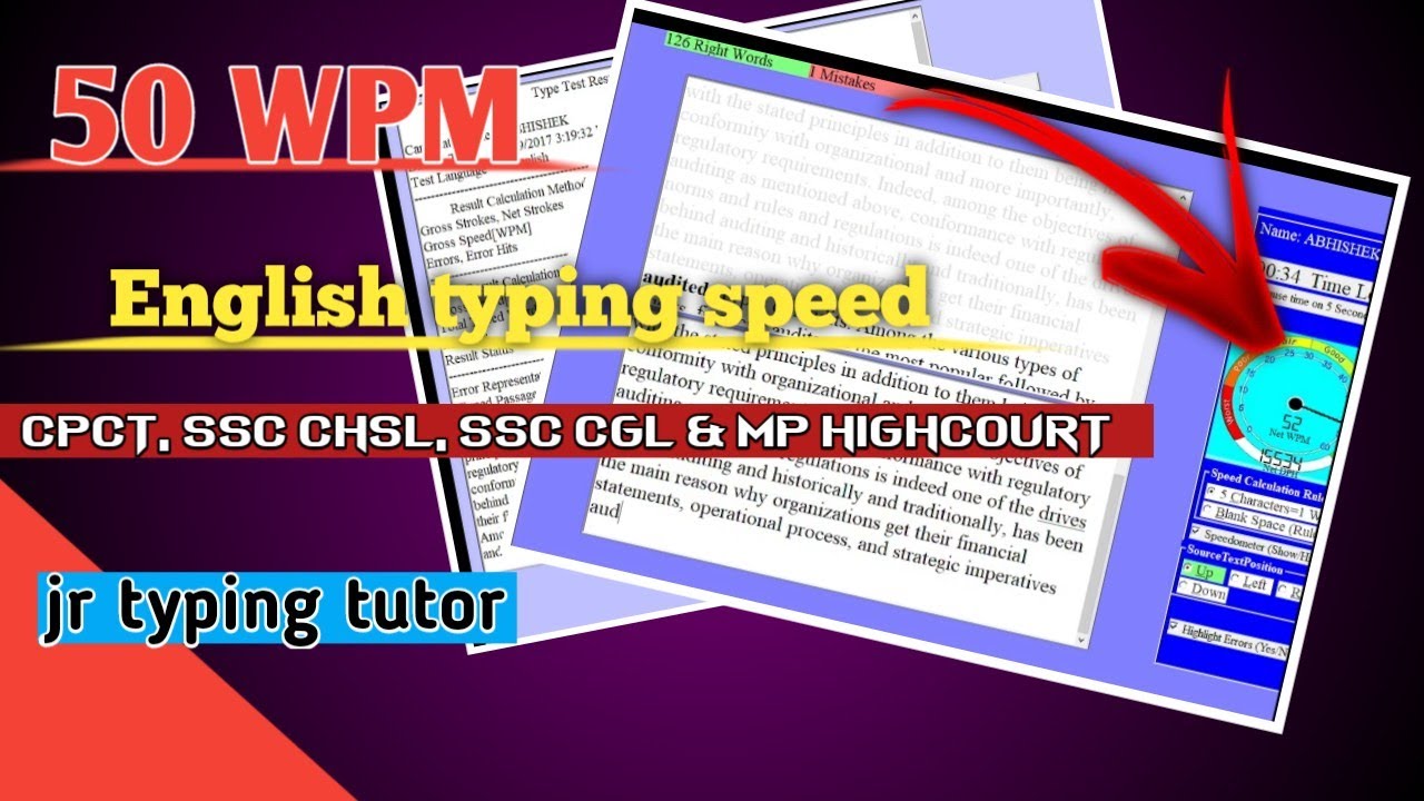50 WPM English typing speed।। CPCT - YouTube