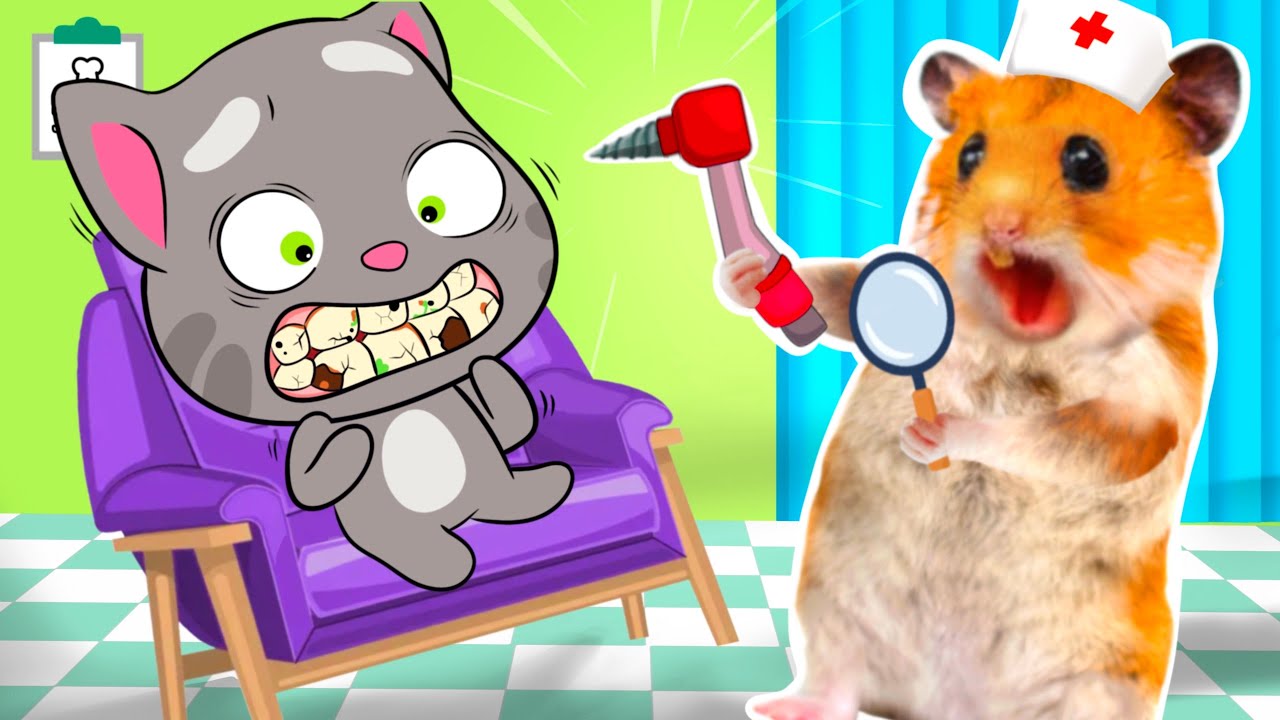 Good Dentist Hamster Take Care Of Baby Tom Cat | Funny Hamster Toons ...