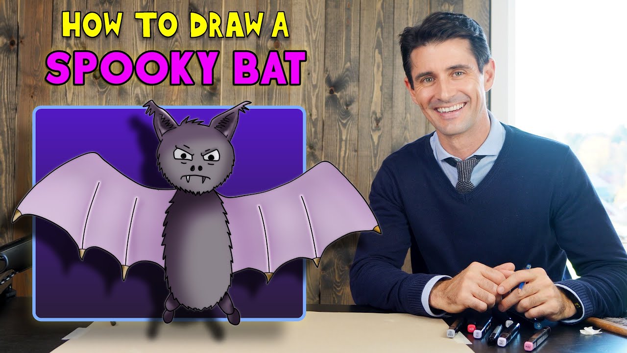 How To Draw An Easy Cartoon Halloween Bat 🦇 | Art For Kids - YouTube