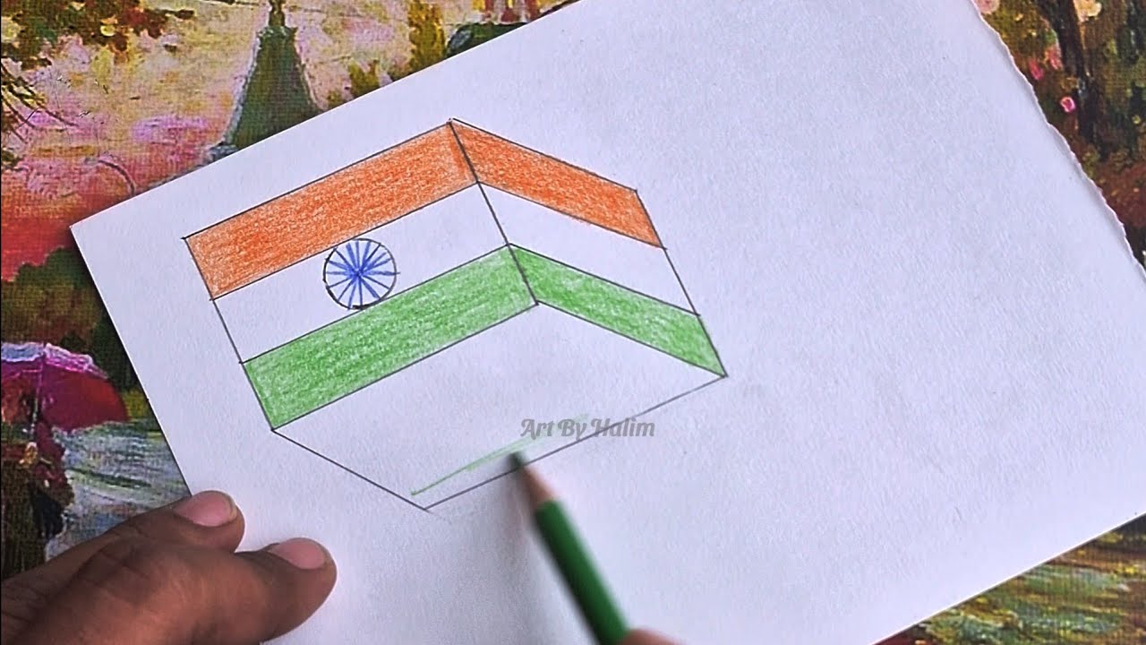 3d Flag Drawing #3dflag Flag Drawing 3d ||3d Flag drawing Easy || 3d ...