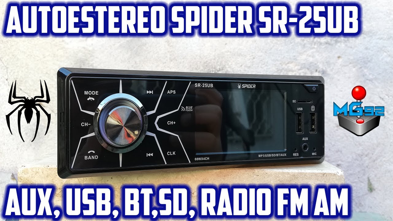AutoEstereo Spider SR-25UB | USB Bluetooth Aux Radio FM AM Manos Libres ...