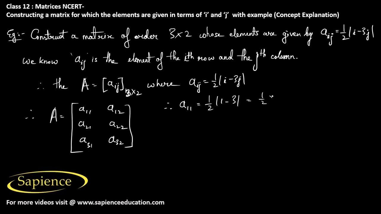 Matrices - Concept - Constructing A matrix if the element ai,j is given - YouTube