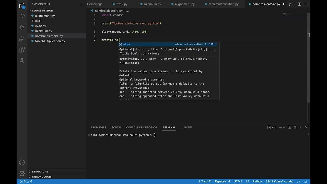 Nombre aléatoire avec python - YouTube