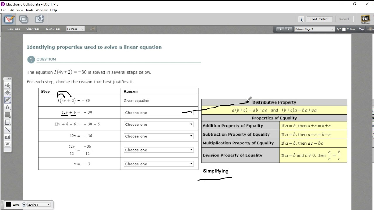 Identifying properties used to solve a linear equation - YouTube