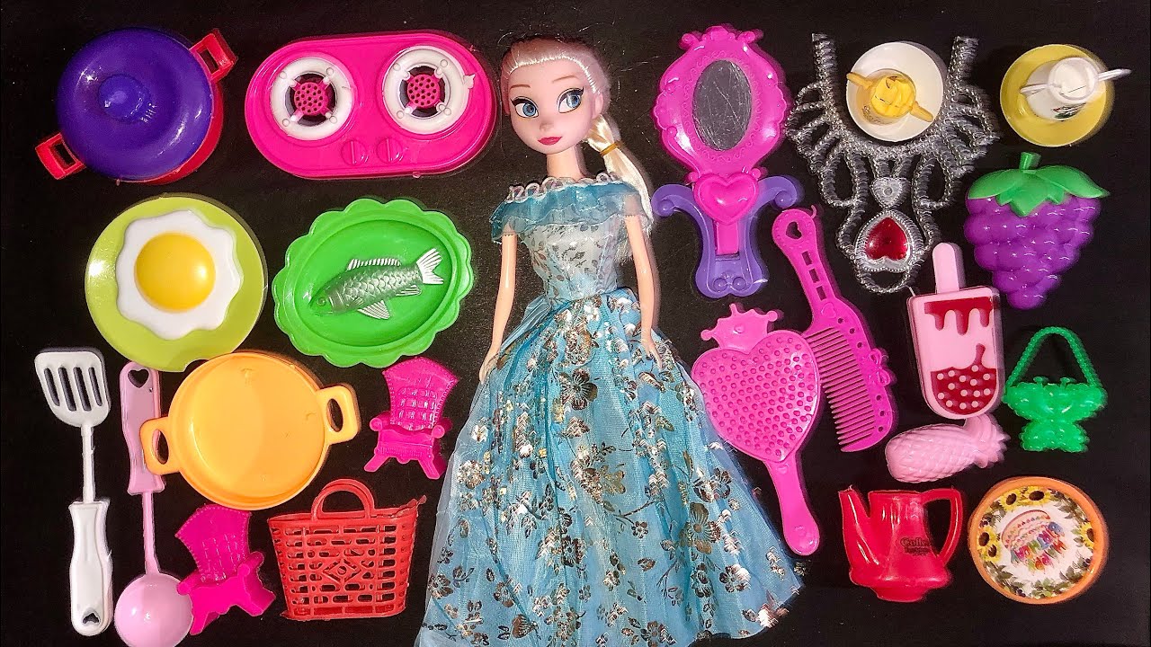 Food cooking toys video || kitchen set || barbie doll kitchen set - YouTube