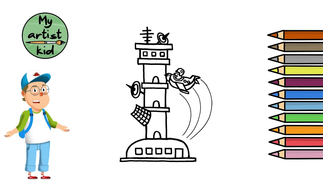 Learn How To Draw an Airport Tower - Easy drawing, painting and ...