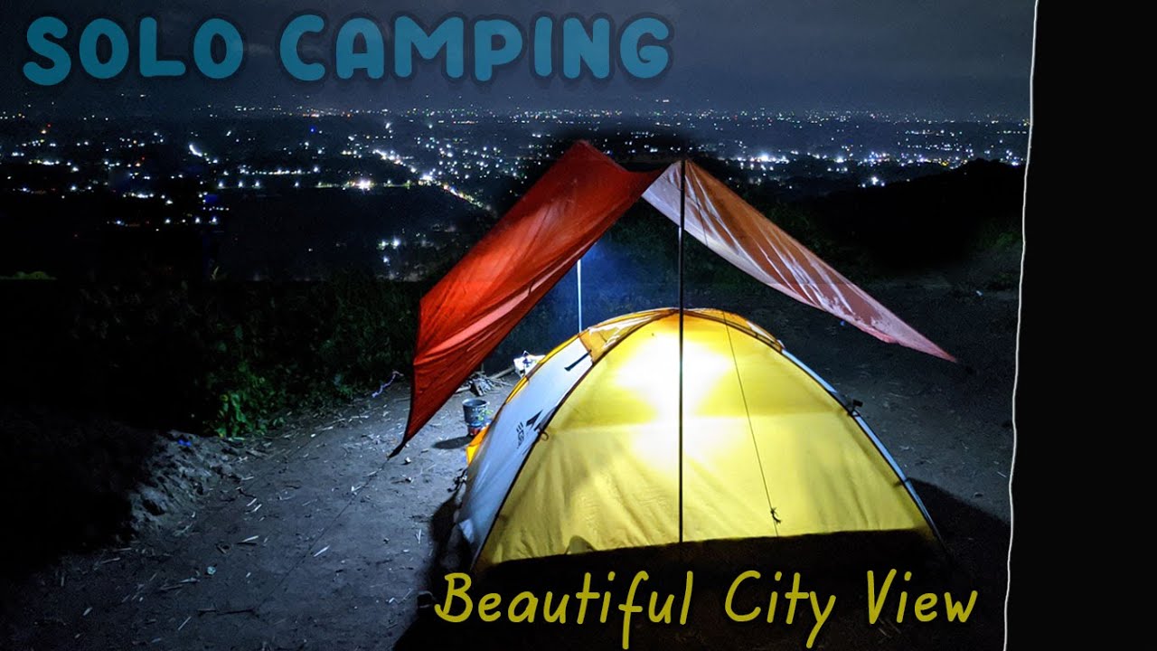 Hiking, Solo Camping and Cooking at Mountain Top with Beautiful City ...