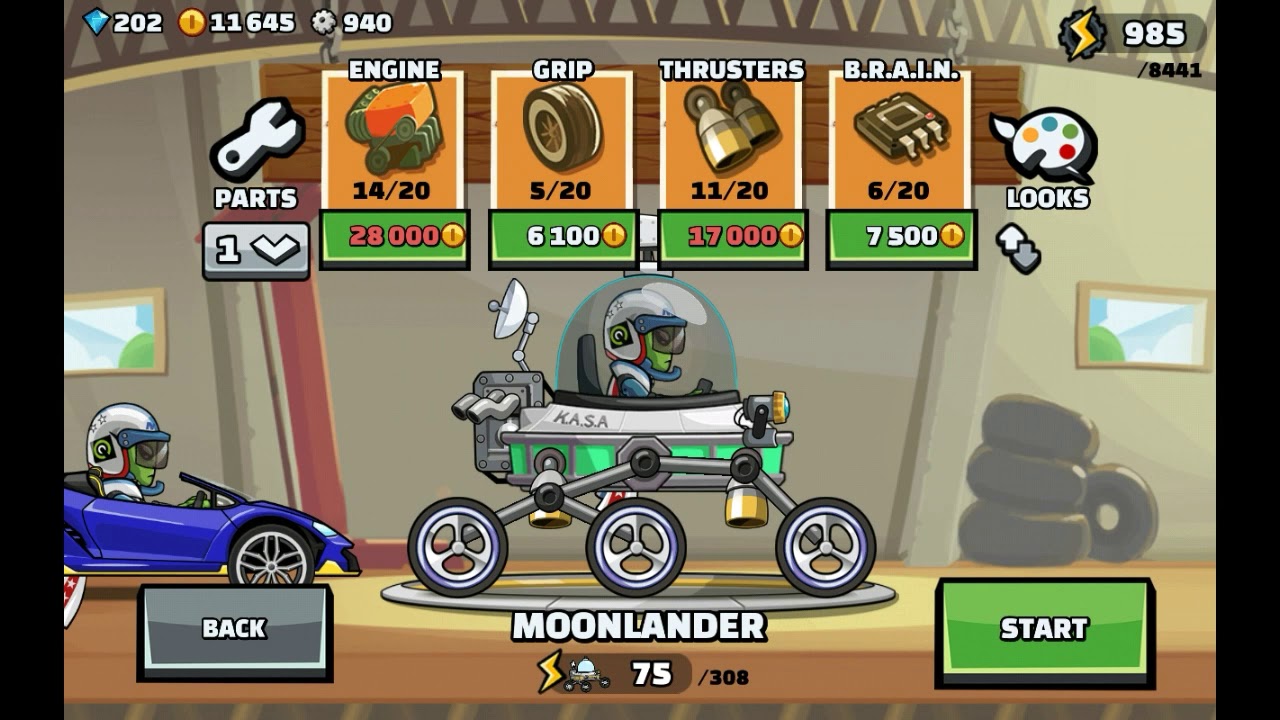 Hill climb racing 2 coin trick with moon rover - YouTube