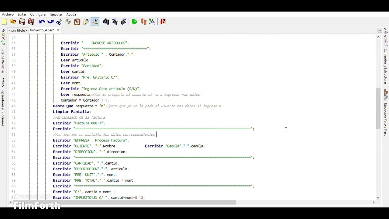 PseInt Crear Factura pseInt 1 - YouTube