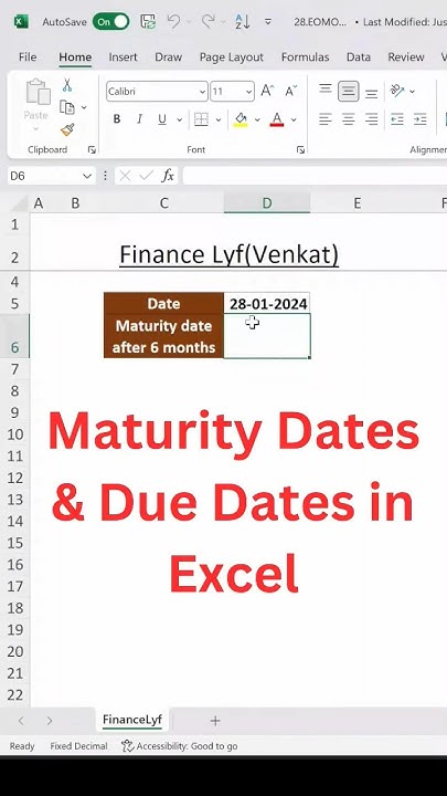 Excel Tip-28: Maturity & Due Dates in Excel #exceltips #exceltricks # ...
