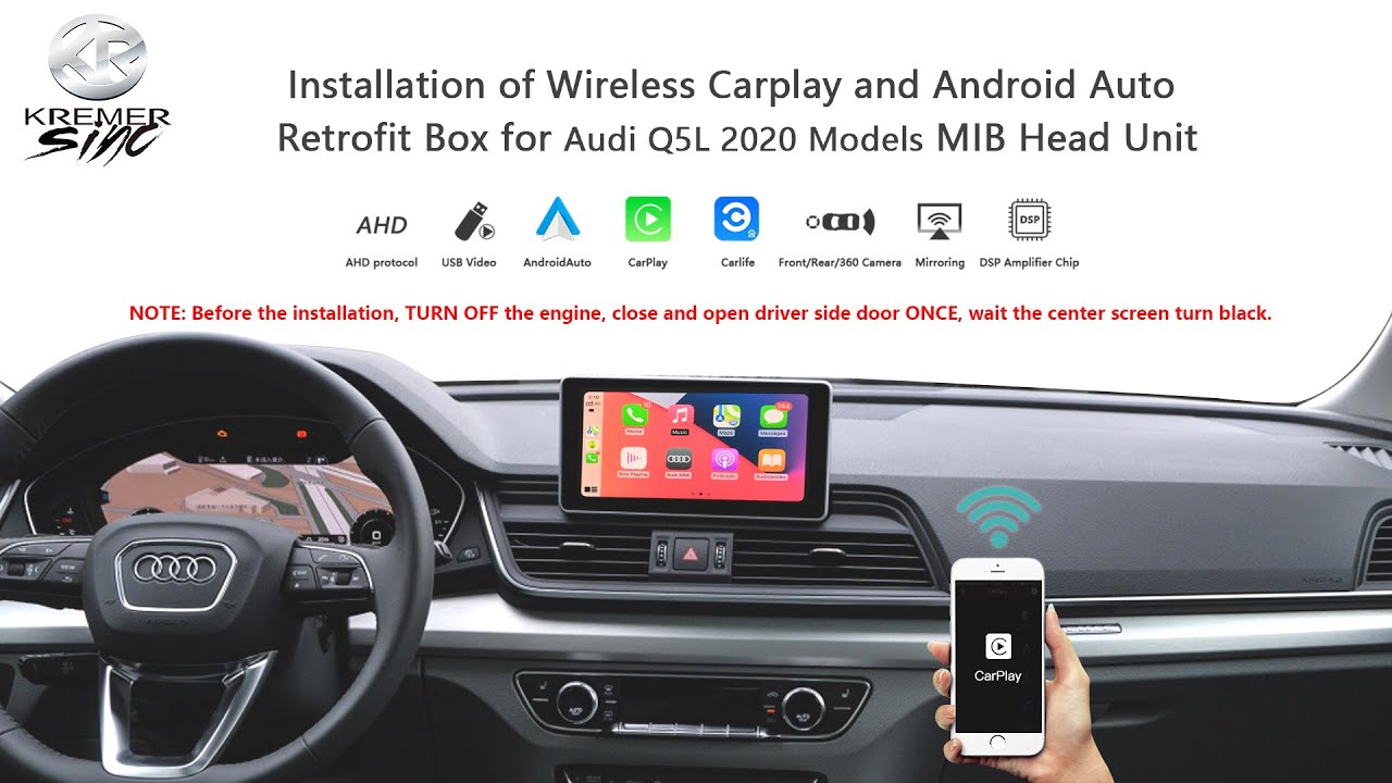 Installation of Wireless Carplay & AndroidAuto kSmart auto Box for Audi ...