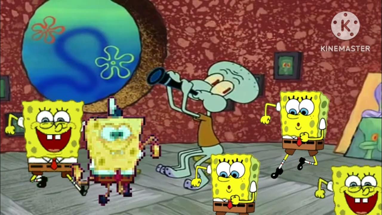 Spongebob Squarepants Clones Visits Squidward's House And Insane Squidward Can't Join - YouTube