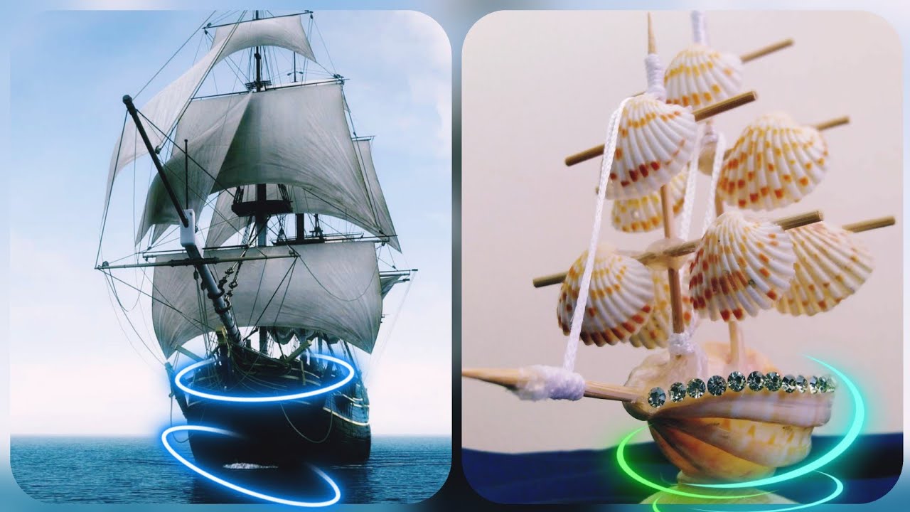 DIY - Seashell Sail ship craft ⛵ | Pirate ship craft | amazing seashell ...