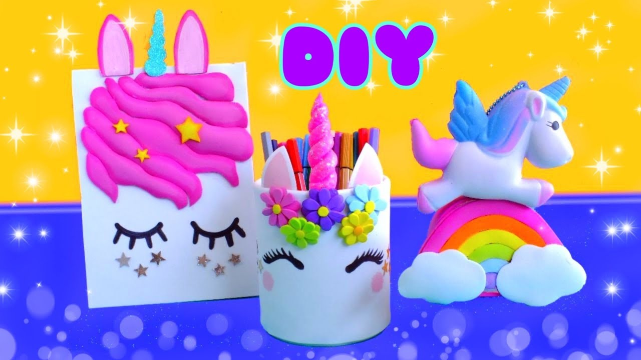 3 DIY UNICORN & RAINBOW SCHOOL SUPPLIES for Back To School - YouTube