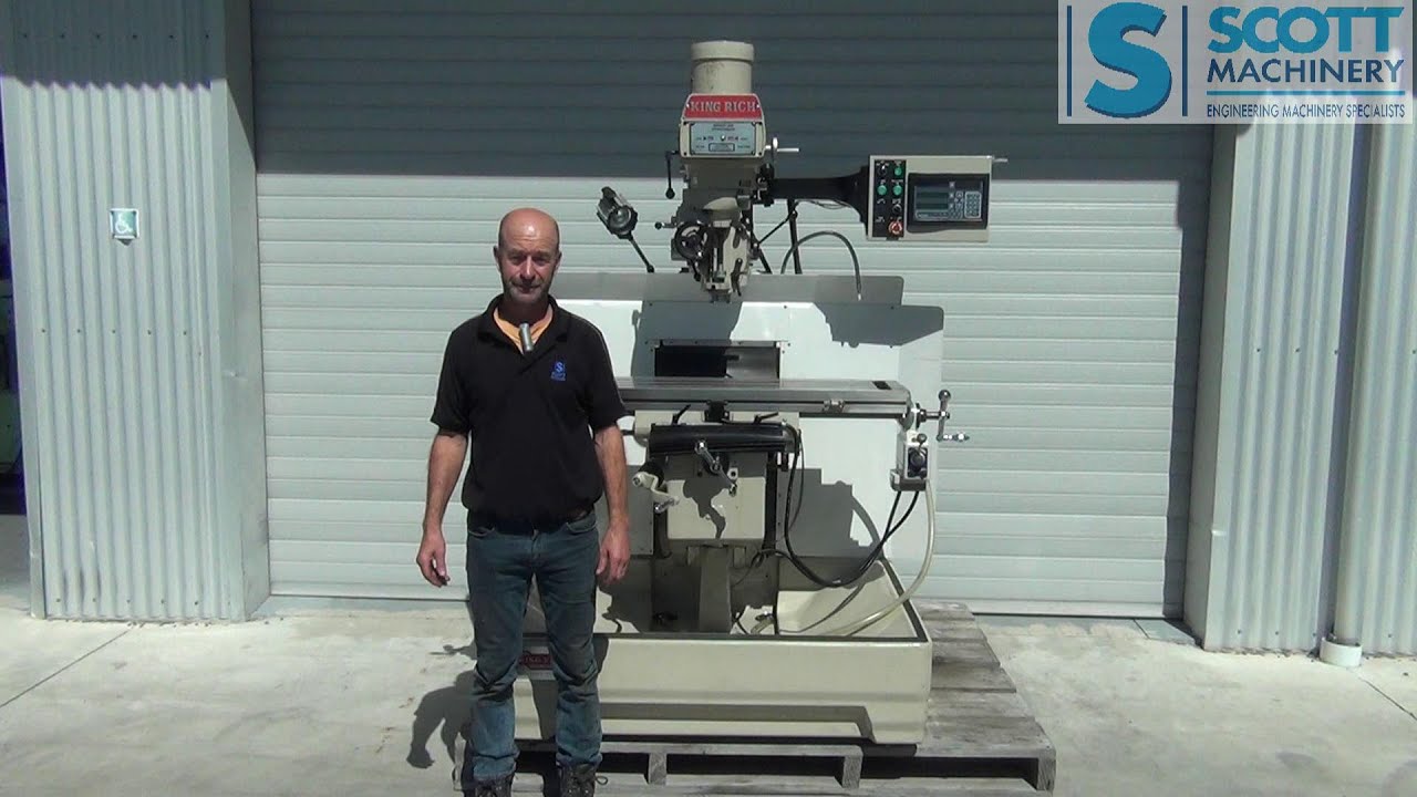 King Rich KR-V2000 Used Turret Mill, c/w Newall DRO system - YouTube