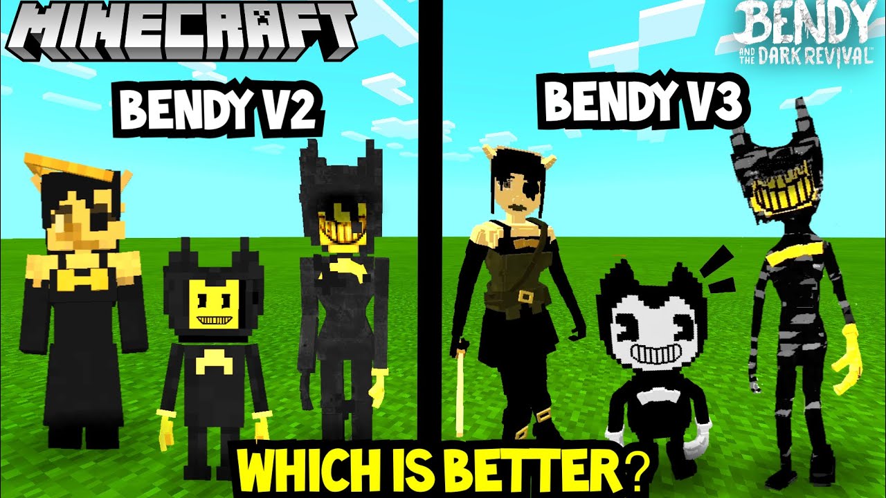 BENDY V2 ADDON VS BENDY V3 ADDON! (Bendy Minecraft Showcase) - YouTube
