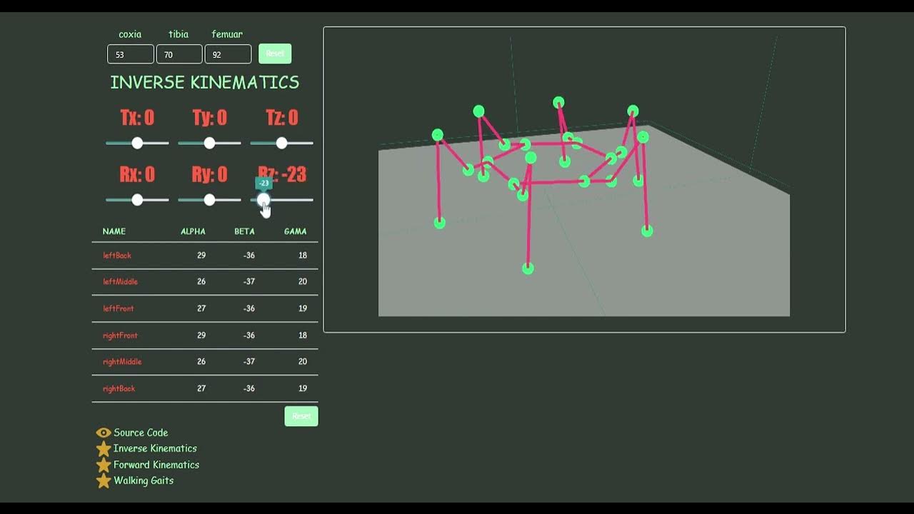 Hexapod Spider Robot Kinematics Simulations with React - YouTube