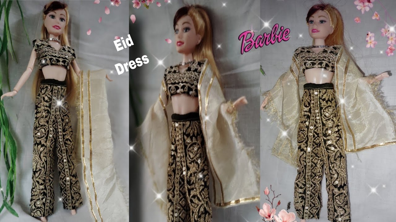 Making Beautiful Barbie Doll wide leg pant with crop top & dupatta ...