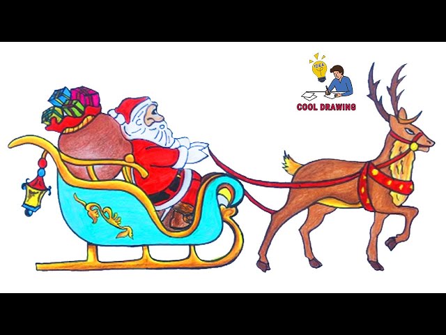 How To Draw Santa Claus With Reindeer Step By Step