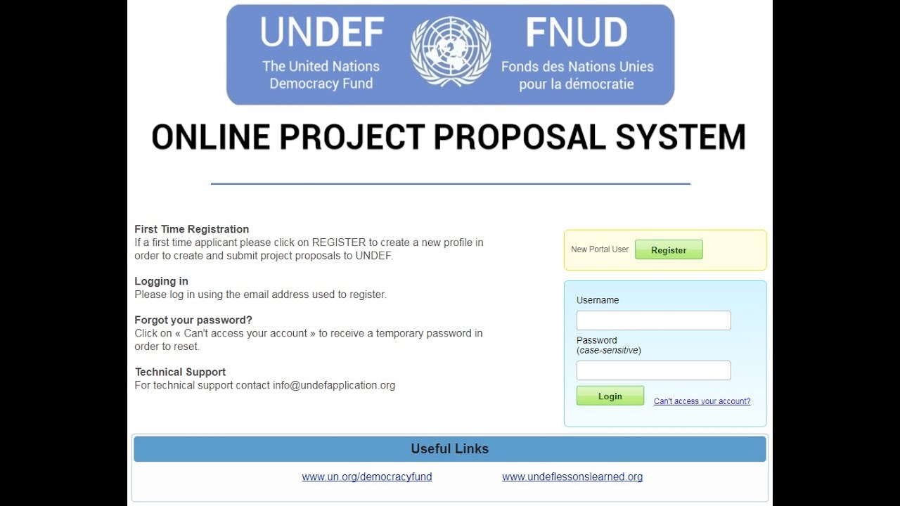 UNDEF Proposal Portal: How to register - YouTube