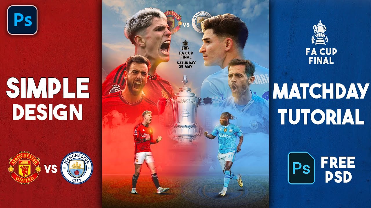 Simple Photoshop football Design - Matchday tutorial (FREE PSD) 🔵 - YouTube