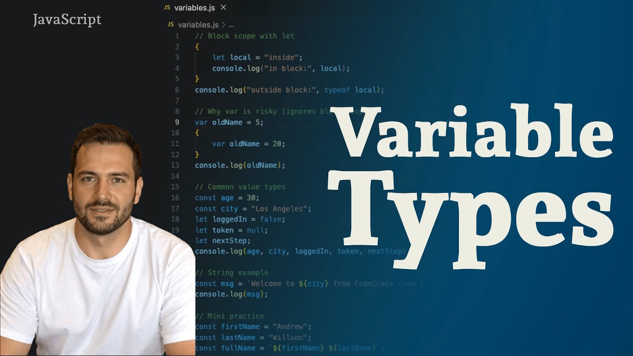Variable Types in JavaScript, How and When to Use - YouTube