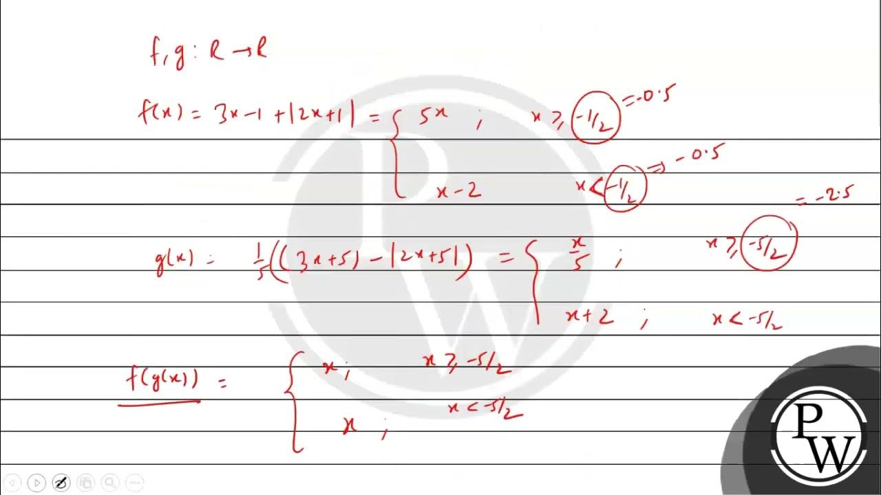 Let \( f, g: \mathrm{R} \rightarrow \mathrm{R} \) be defined by \( f(x)=3 x-1+|2 x+1| \) and ...