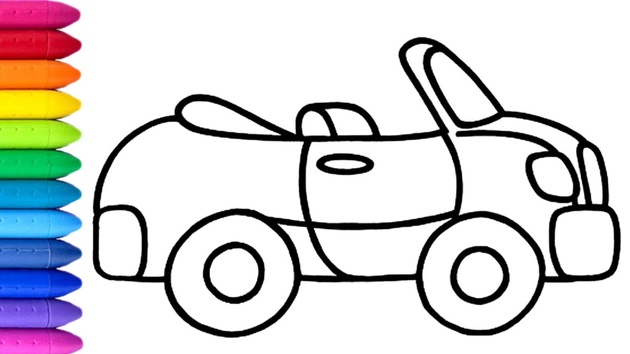 Beautiful Blue Car Drawing,Painting and Coloring for Kids & Toddlers ...