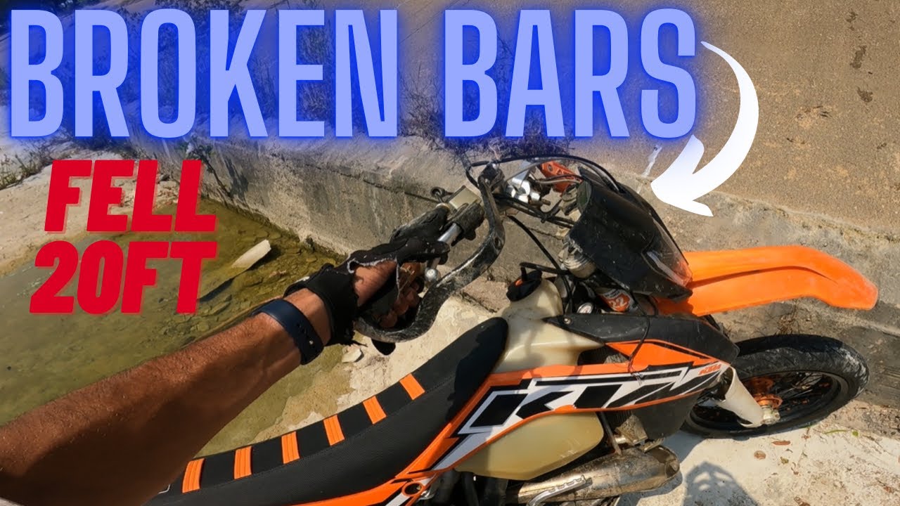Crashed my Supermoto off a 20ft drop!!! - YouTube