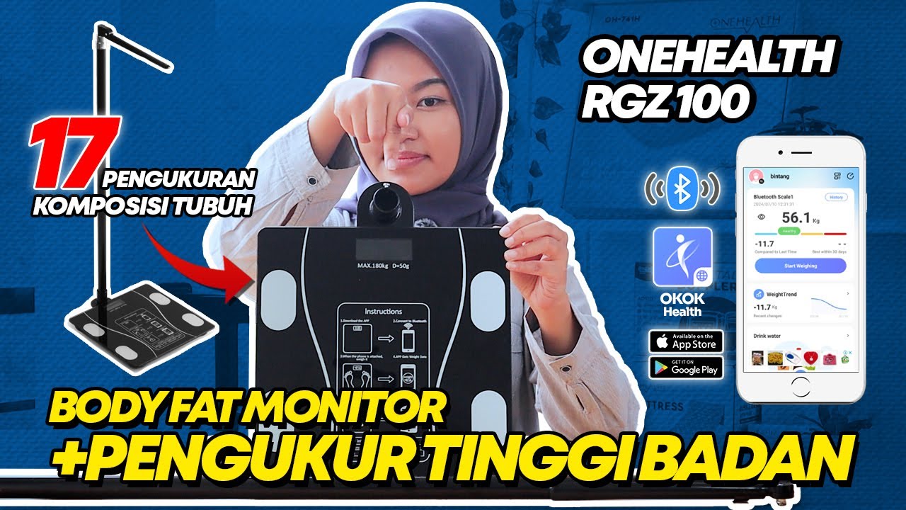 🔥REVIEW TIMBANGAN DIGITAL ONEHEALTH RGZ100 + PENGUKUR TINGGI BADAN!! 17 ...