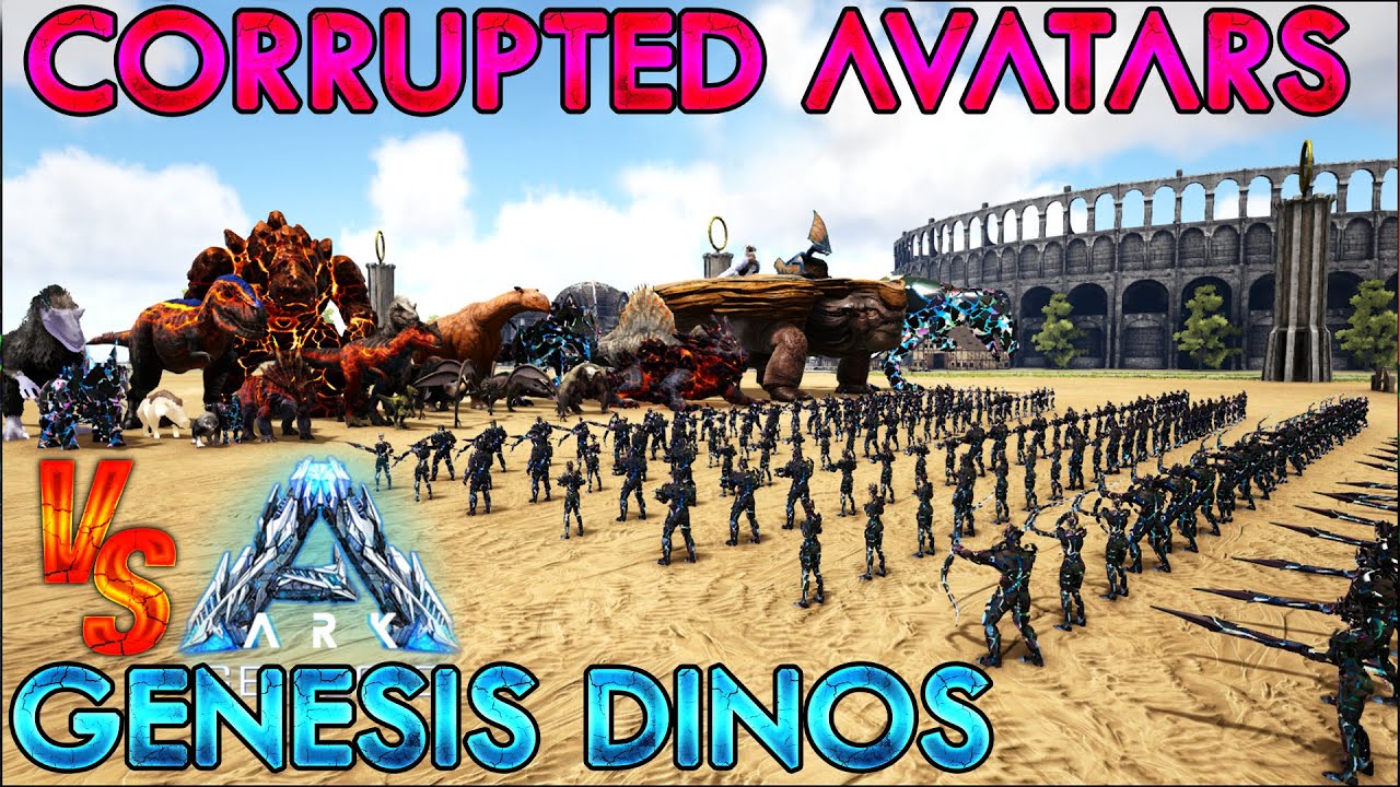 Ark Corrupted Avatars (Bots) vs Genesis Dinos || Ark Battle - YouTube