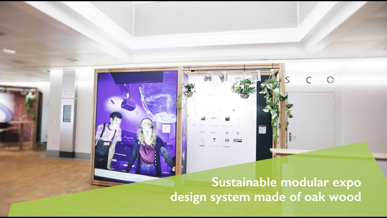 Sustainable expo design system made of oak wood - YouTube