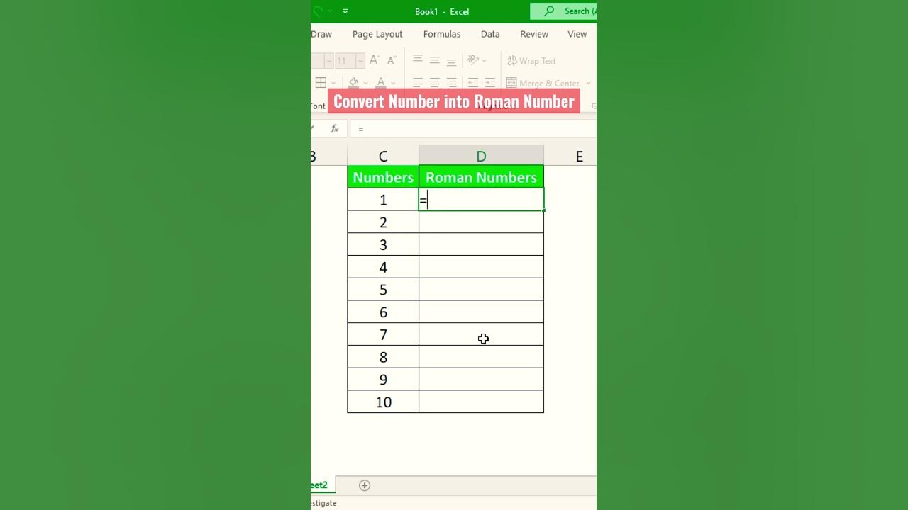 Excel Function To Get Roman Number Excelformula Excelfunction Youtube