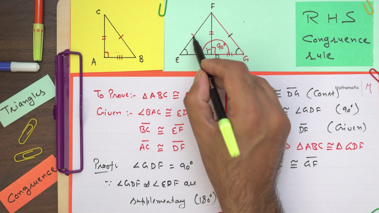 Theorem 7.5, Chapter 7, Class 9 - RHS congruence rule | Theorem ...