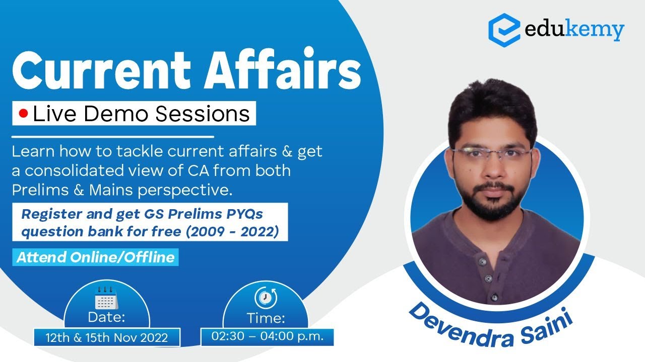 Current Affairs Live Demo Sessions | Devendra Saini | UPSC CSE 2023/24 | Edukemy - YouTube