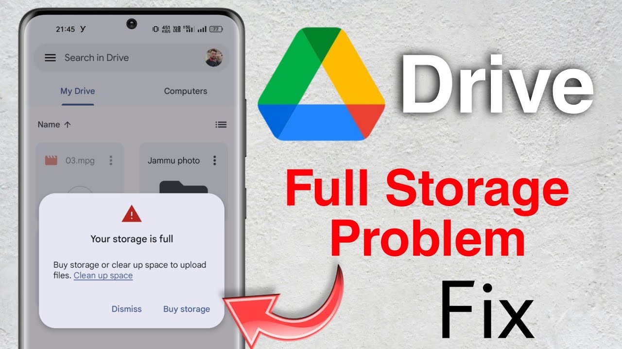 google drive full storage problem - YouTube