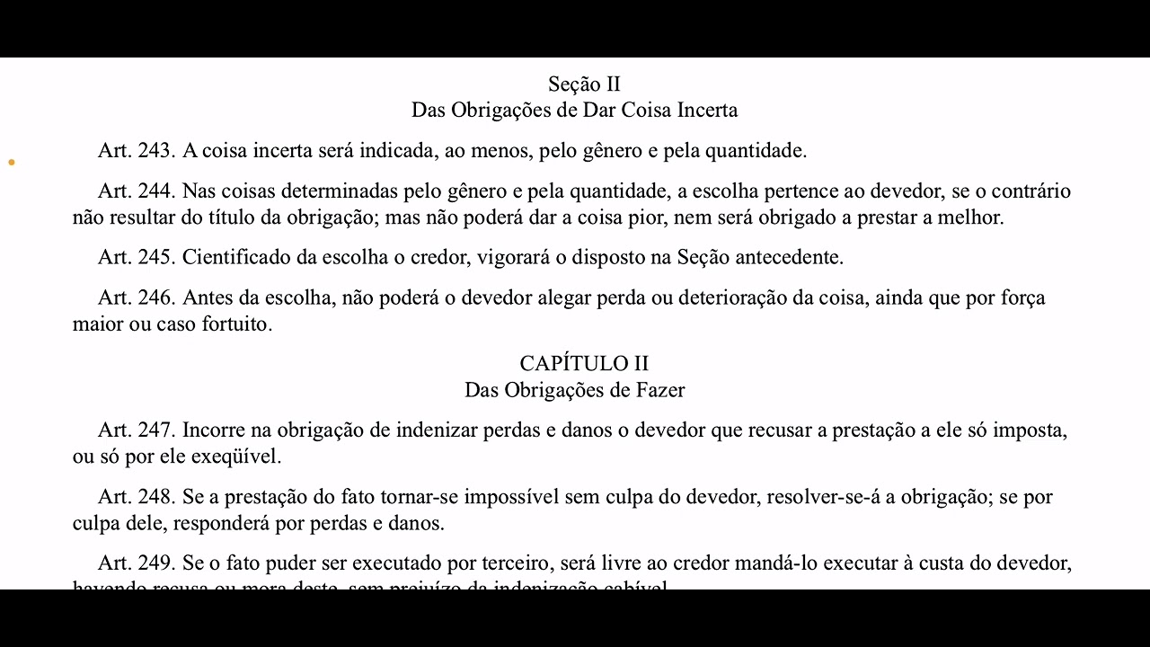 Código civil em áudio - artigo 243 a 246 | voz humana - YouTube