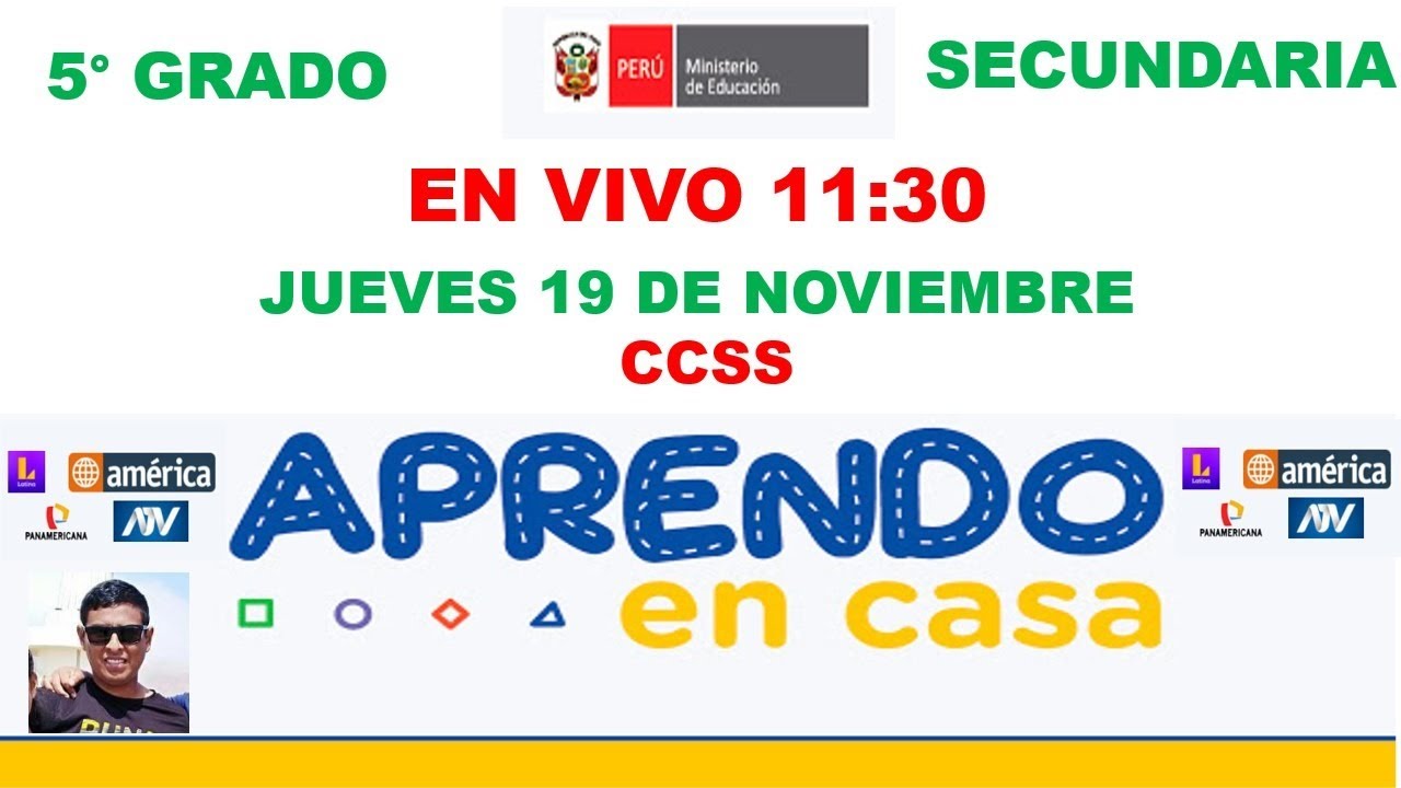 APRENDO EN CASA 5 GRADO SECUNDARIA📆JUEVES 19 DE NOVIEMBRE🖥QUINTO📗CCSS🌎TV PERU EN VIVO📕 - YouTube