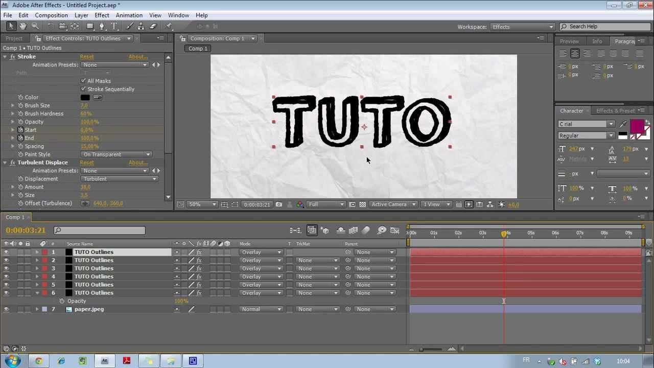 TUTORIAL Adobe After Effect - Animation Dessin Texte sur papier - Drawing Text from Masks FR ...