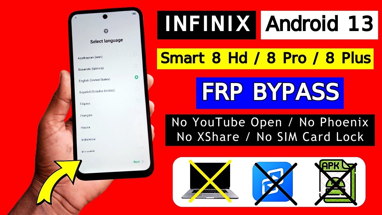Infinix Smart 8 Hd / 8 Pro / 8 Plus FRP Bypass Without PC Android 13 | (X6525) Google Account ...