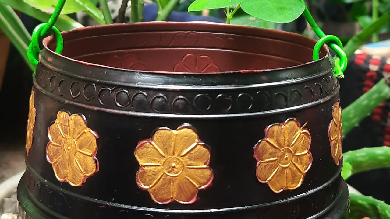 Flower pot by waste material # easy pot painting idea🎨 - YouTube