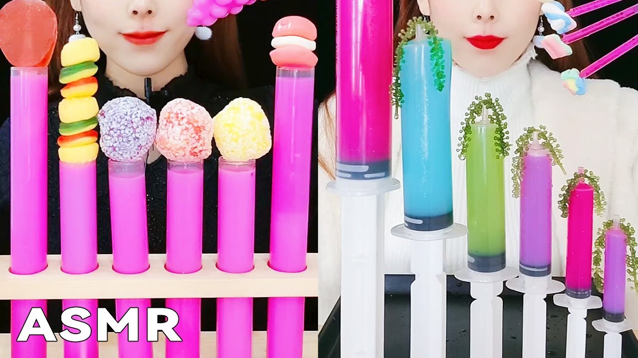 ASMR RAINBOW DRINKS | DRINKING SOUNDS | CHOCOLATE BALL | JELLO SHOT ...