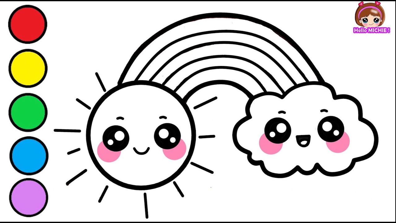 How to Draw a Rainbow, Sun, Cloud and Moon | Drawing Tutorial Art - YouTube
