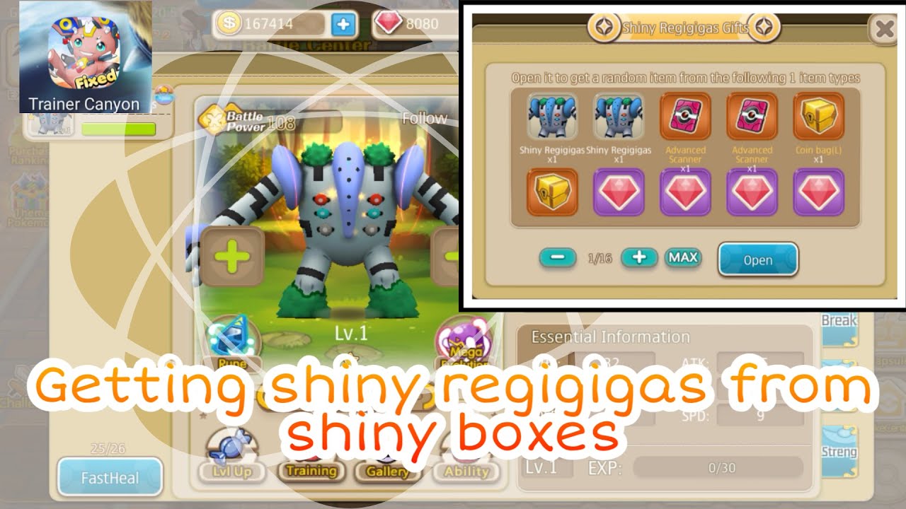 Getting shiny regigigas from shiny boxes in Trainer canyon - YouTube