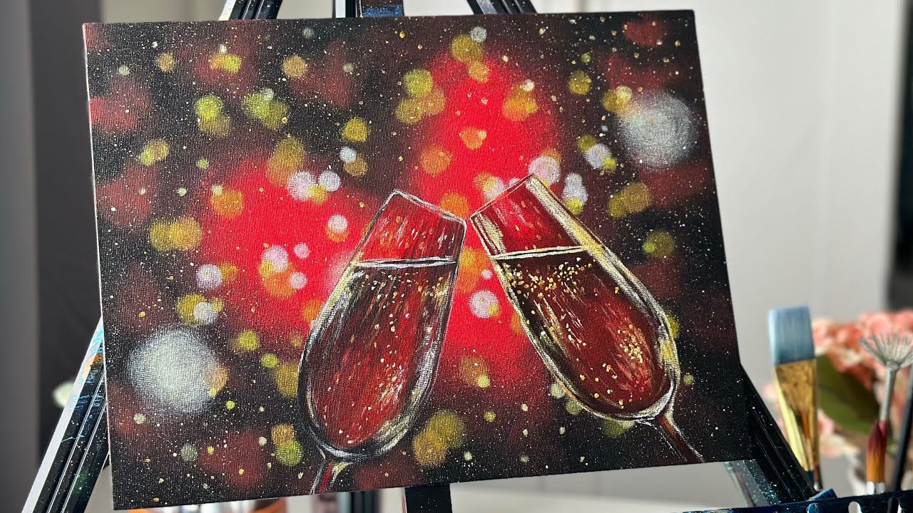 How to paint champagne glasses /Valentine's day painting ideas ...